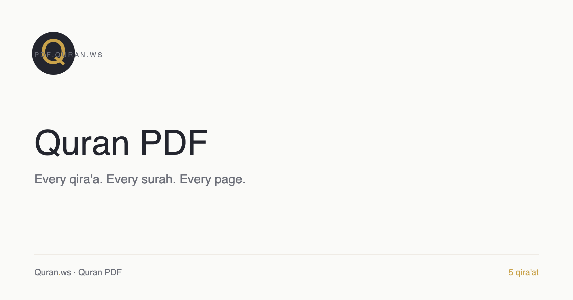 Quran PDF Download — every qira'a, every surah, every page